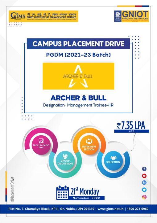 Final Placement Drive of Archer and Bull | GNIOT Campus, Greater Noida