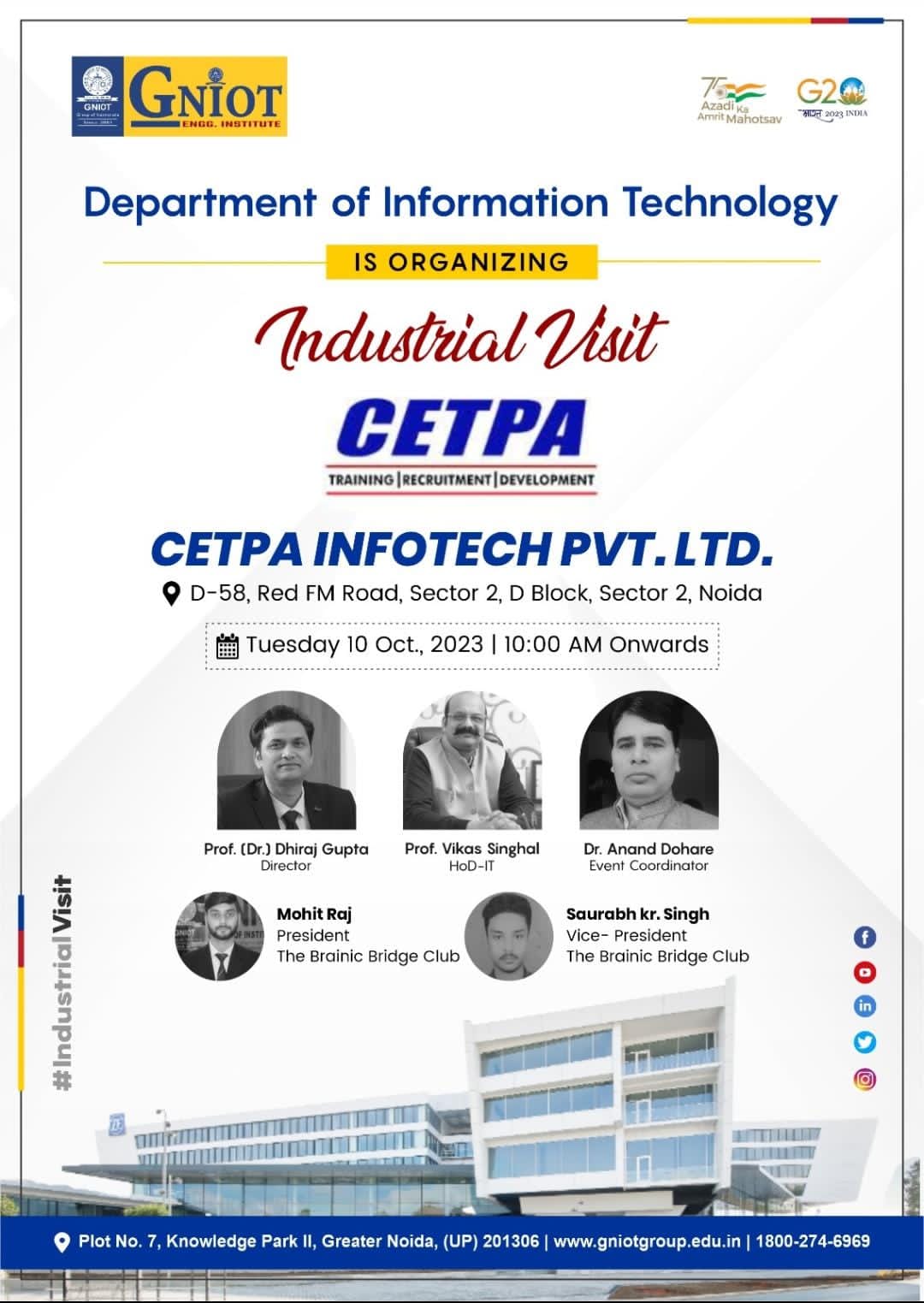 Industrial Visit to CETPA | GNIOT Campus, Greater Noida