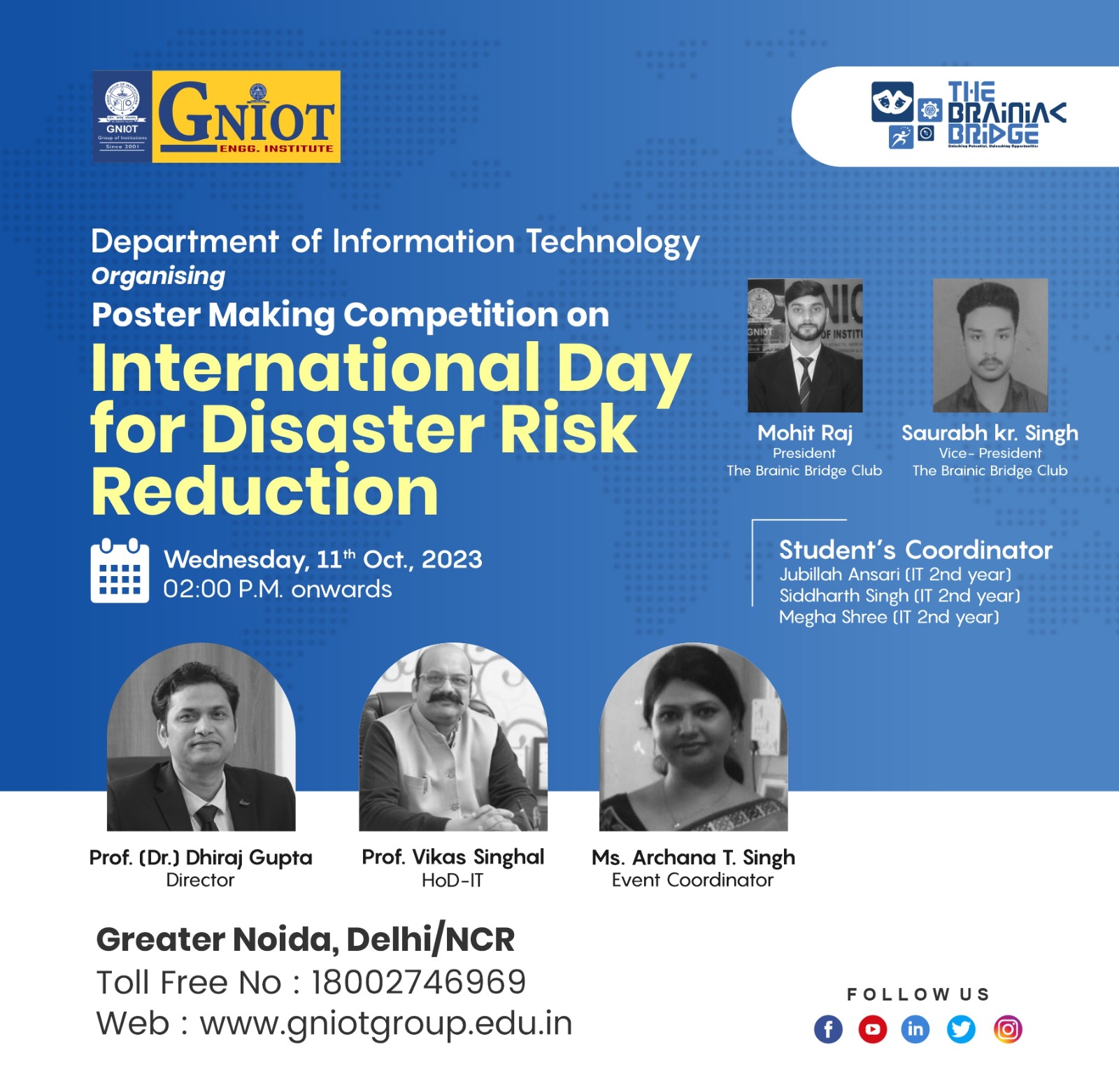 Poster Making Competition-IDDRR | GNIOT Campus, Greater Noida