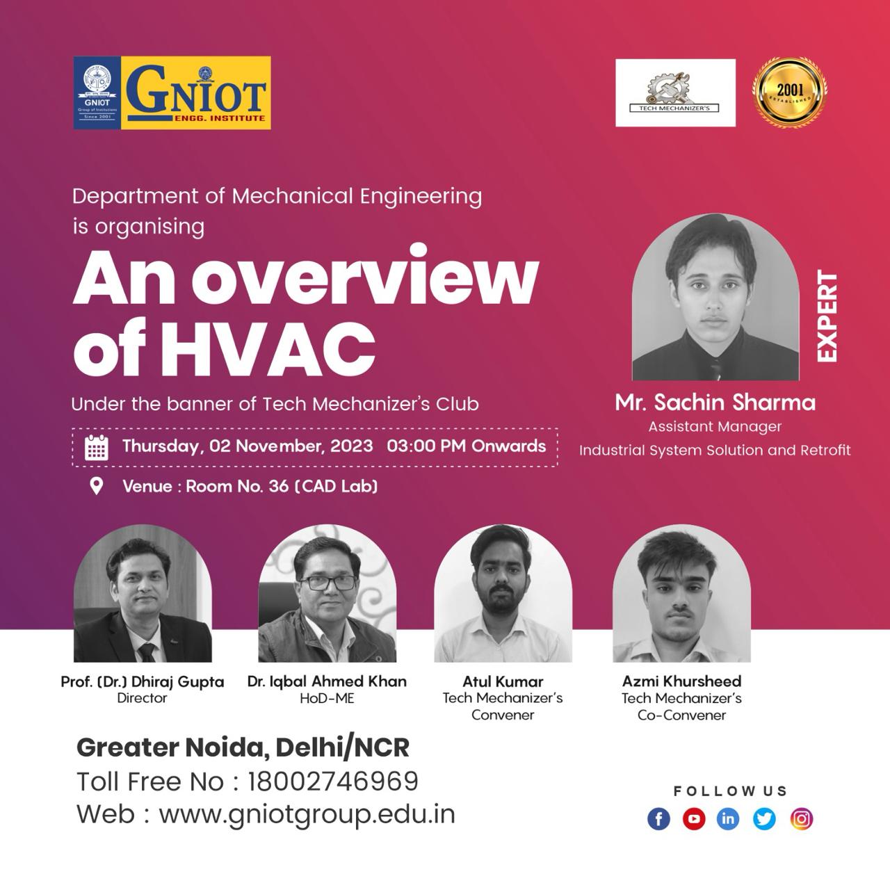 An expert talk on An overview of HVAC | GNIOT Campus, Greater Noida