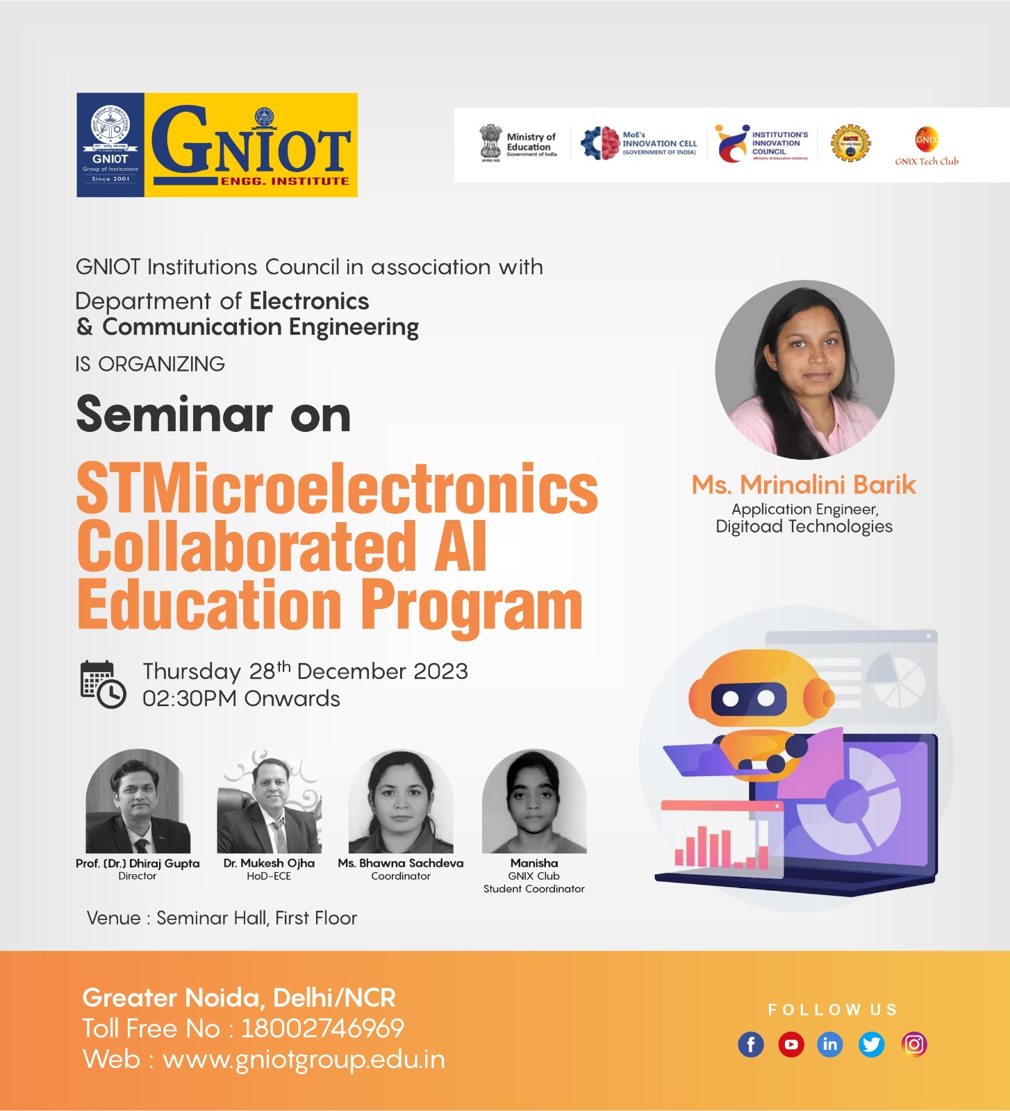 Seminar on STMicroelectronics Collaborated AI | GNIOT Campus, Greater Noida
