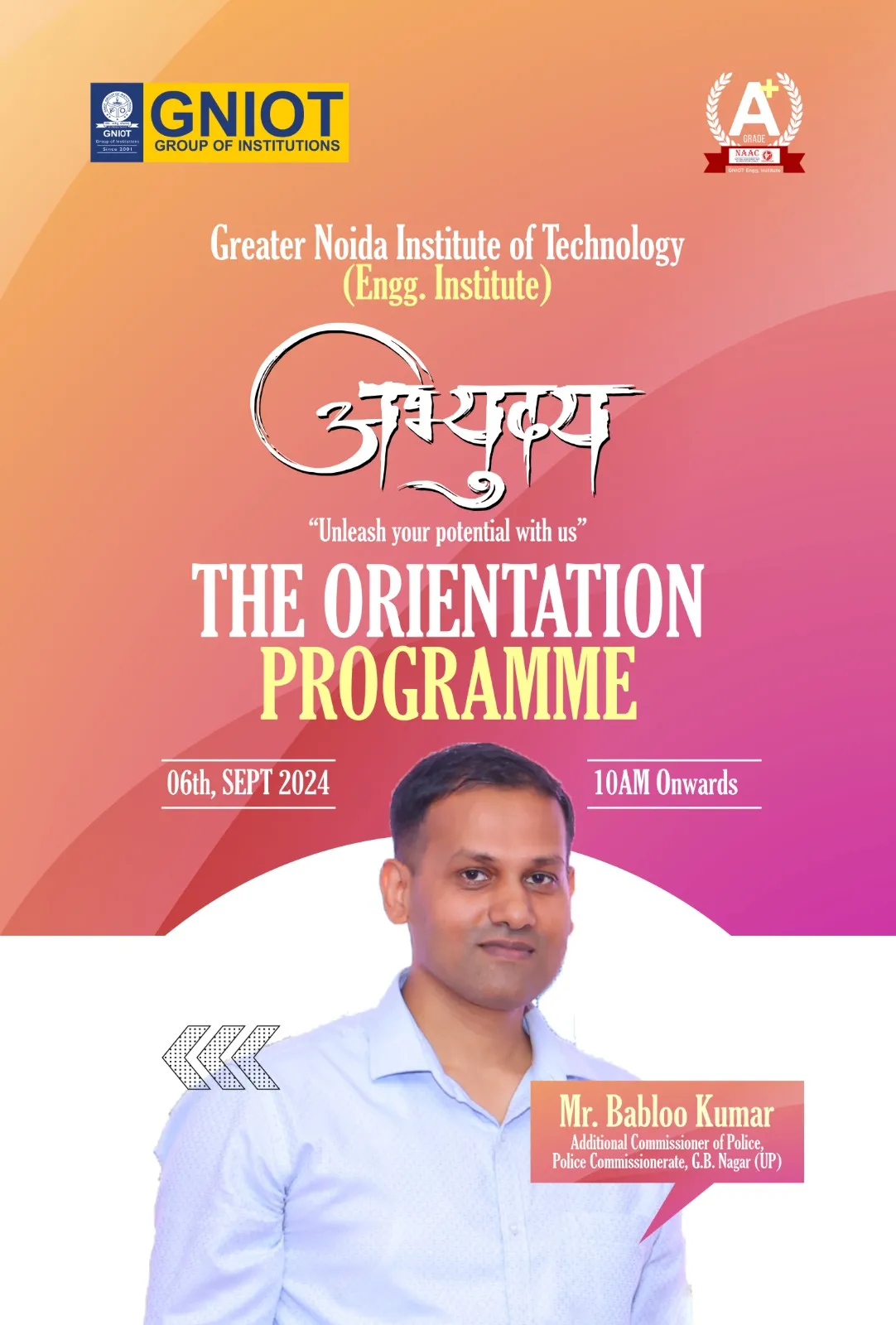 Orientation program with Shri Babloo Kumar | GNIOT Campus, Greater Noida