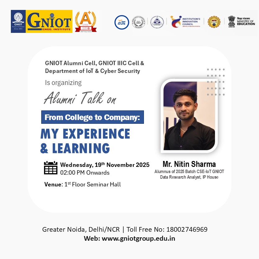 Alumni Talk From College to Company at GNIOT | GNIOT Campus, Greater Noida