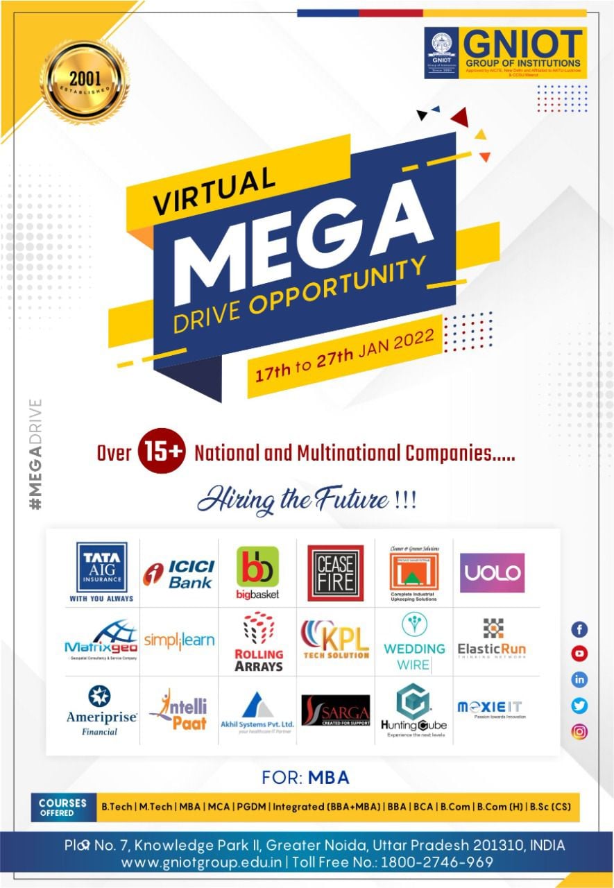 MBA - Mega Drive Opportunity | GNIOT Campus, Greater Noida